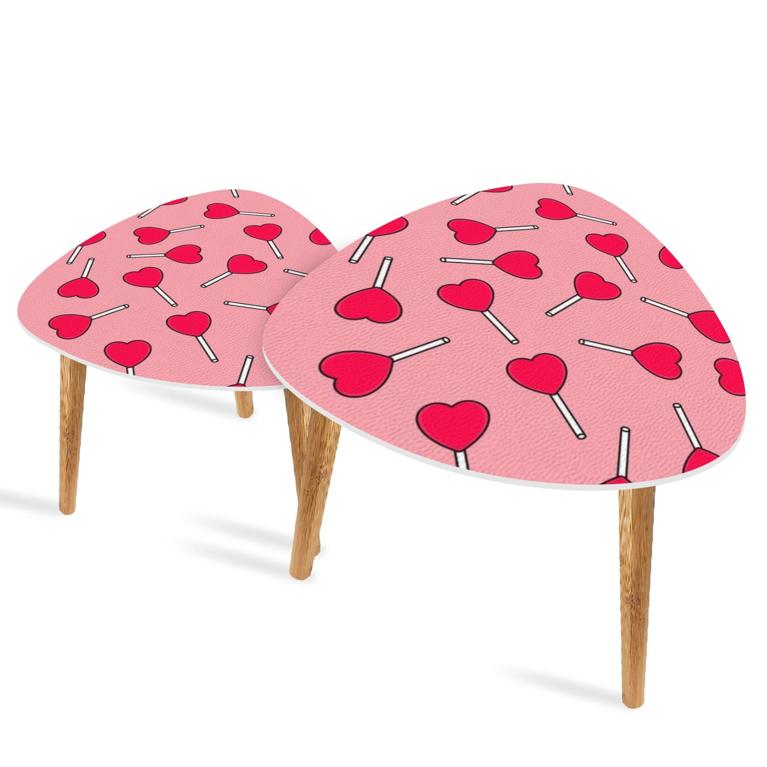 Triangle End Tables Set of 2 candy love pattern seamless Small Coffee ...