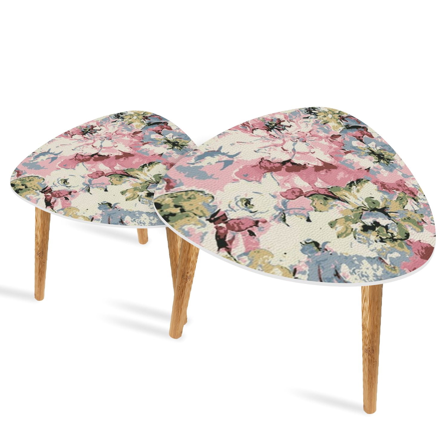 Triangle End Tables Set of 2 factory solid natural saamless paattern ...