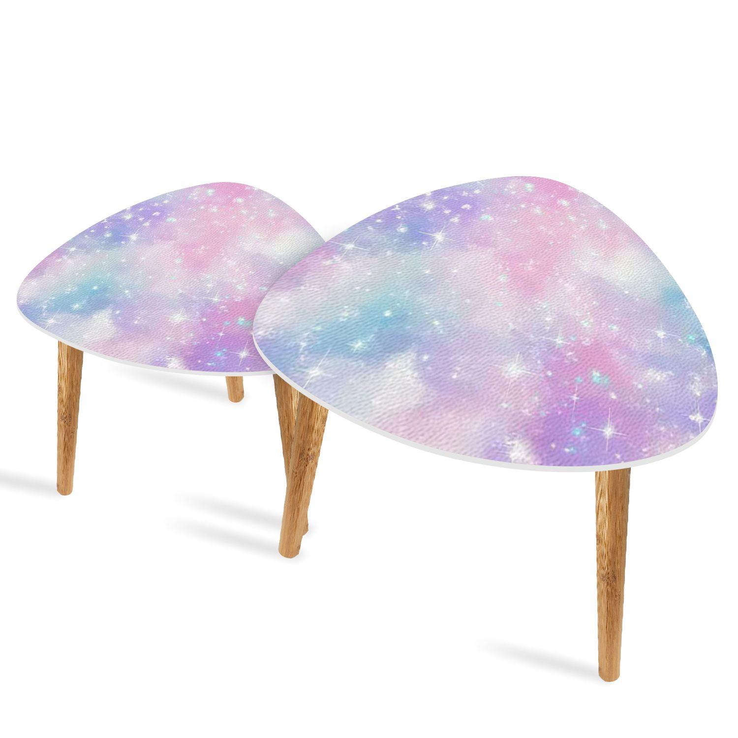Triangle End Tables Set of 2 holographic fantasy pastel Small Coffee ...
