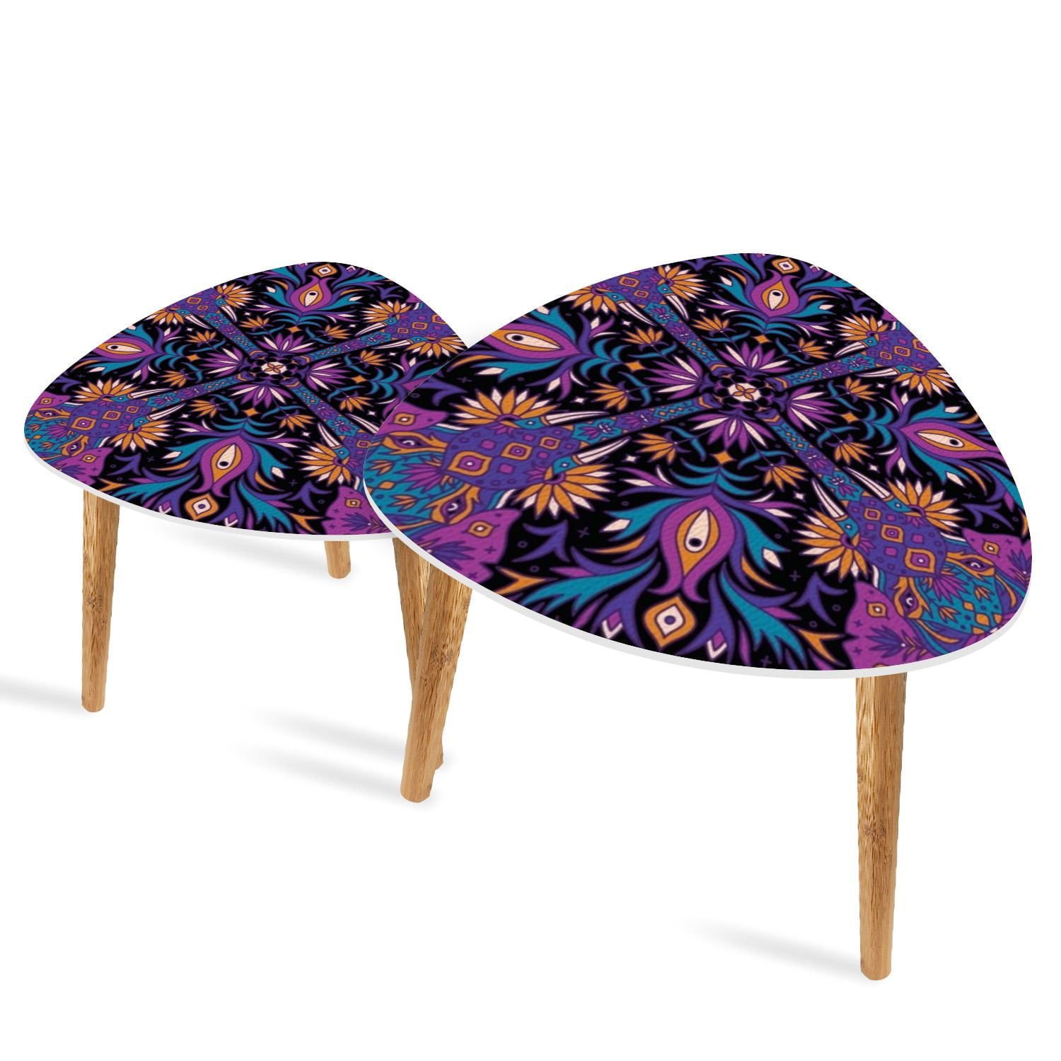 Triangle End Tables Set of 2 kaleidoscope animal Asiatic Elephant ...