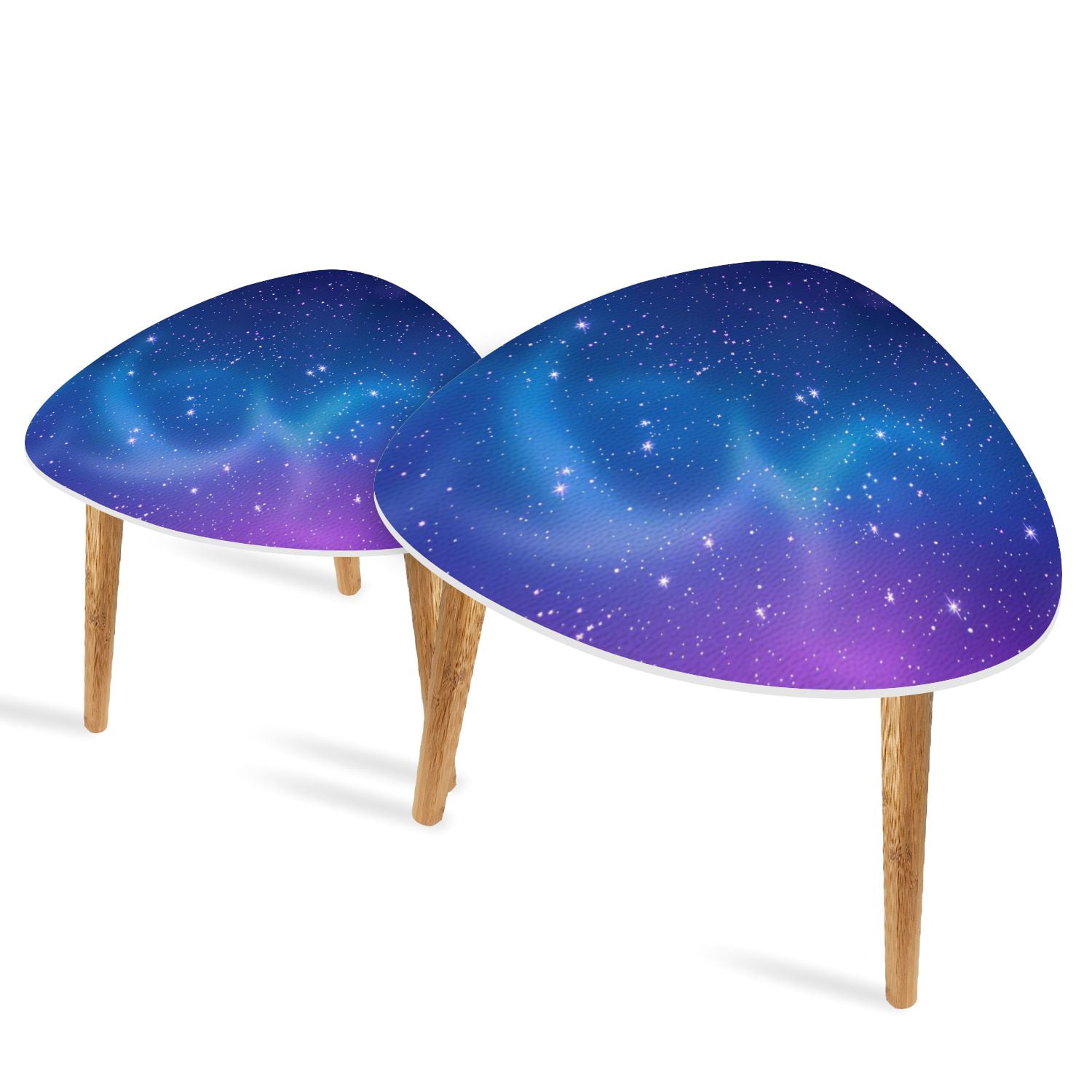 Triangle End Tables Set of 2 nice bright stars night sky purple blue ...