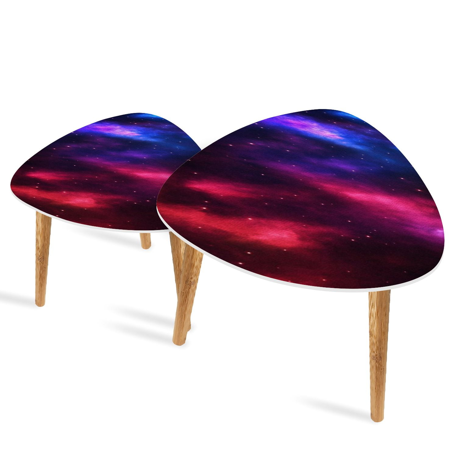 Triangle End Tables Set of 2 night sky stars nebula clouds cosmos ...