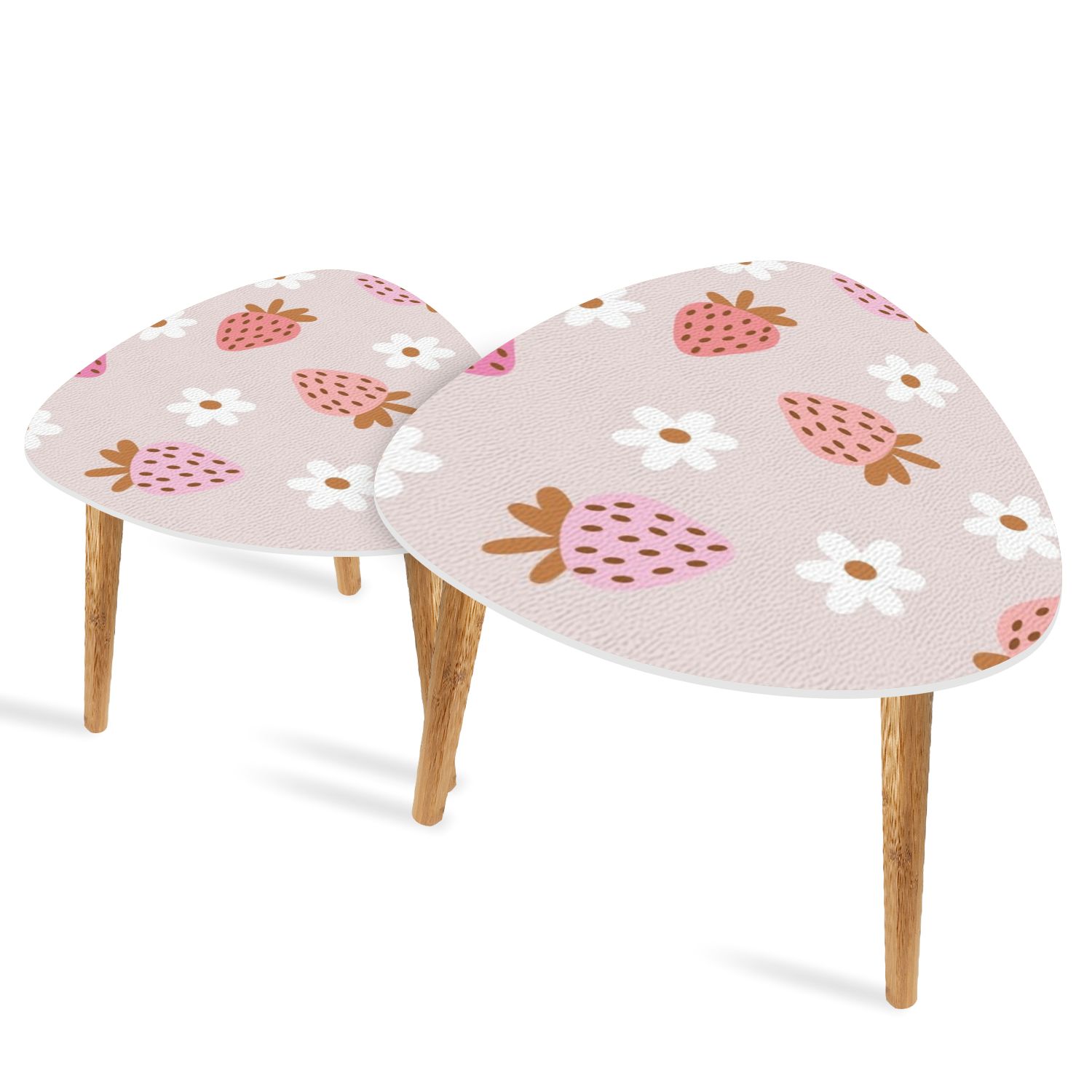 Triangle End Tables Set of 2 pattern fruit flowers strawberry cute girl ...