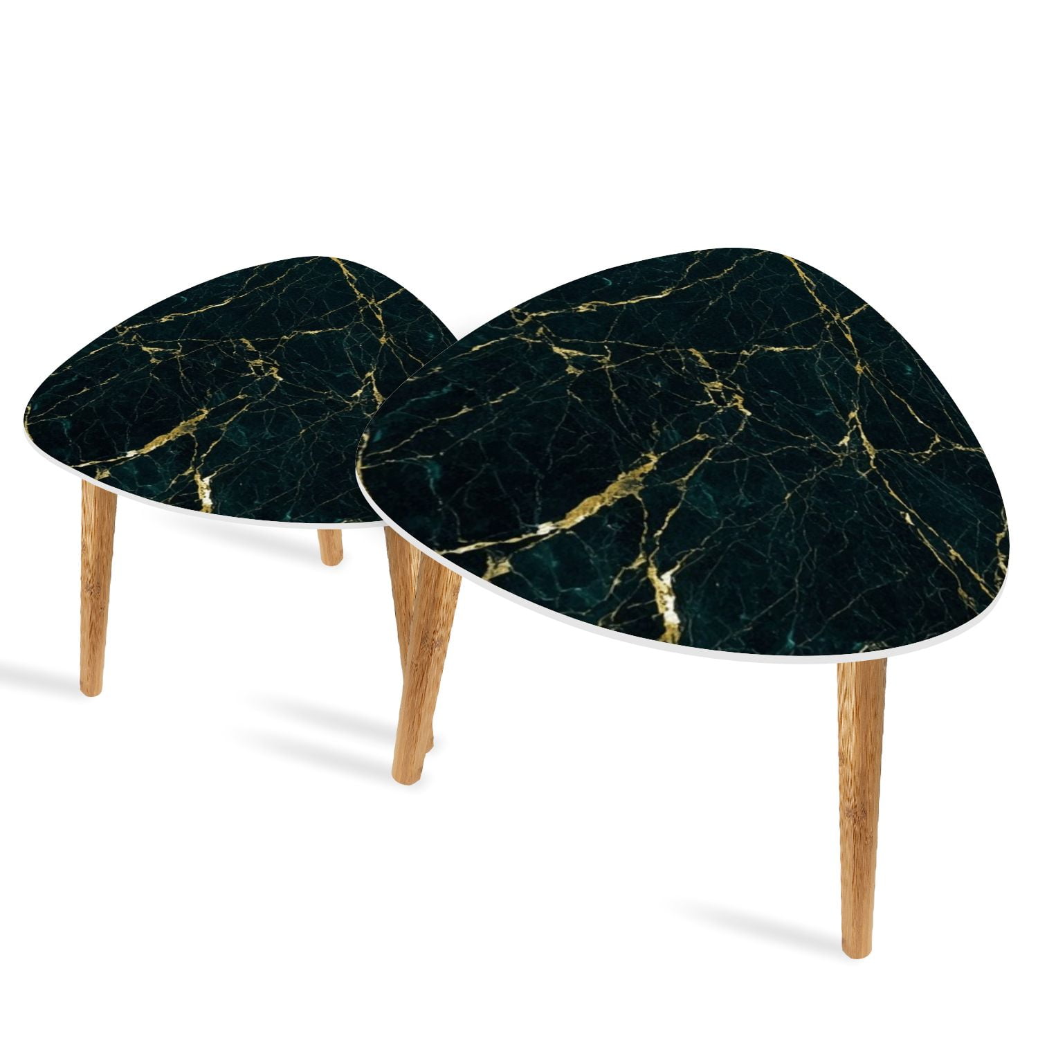 Triangle End Tables Set of 2 pattern golden veins close up texture for ...