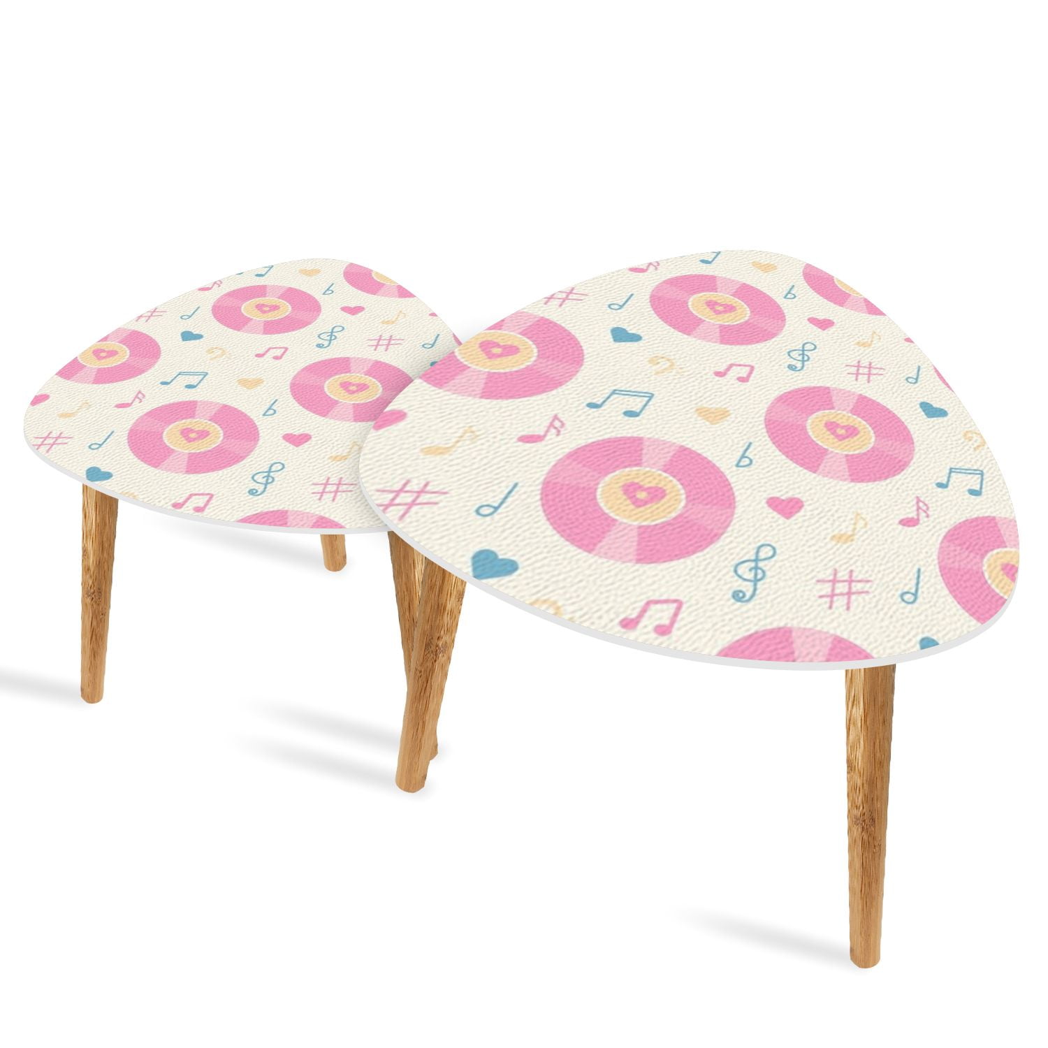 Triangle End Tables Set of 2 record music notes hearts seamless pattern ...