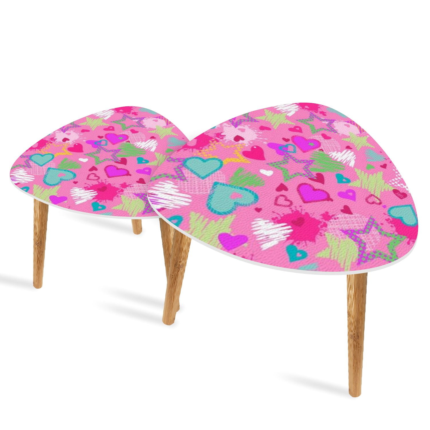 Triangle End Tables Set of 2 scribble hearts seamless Small Coffee ...