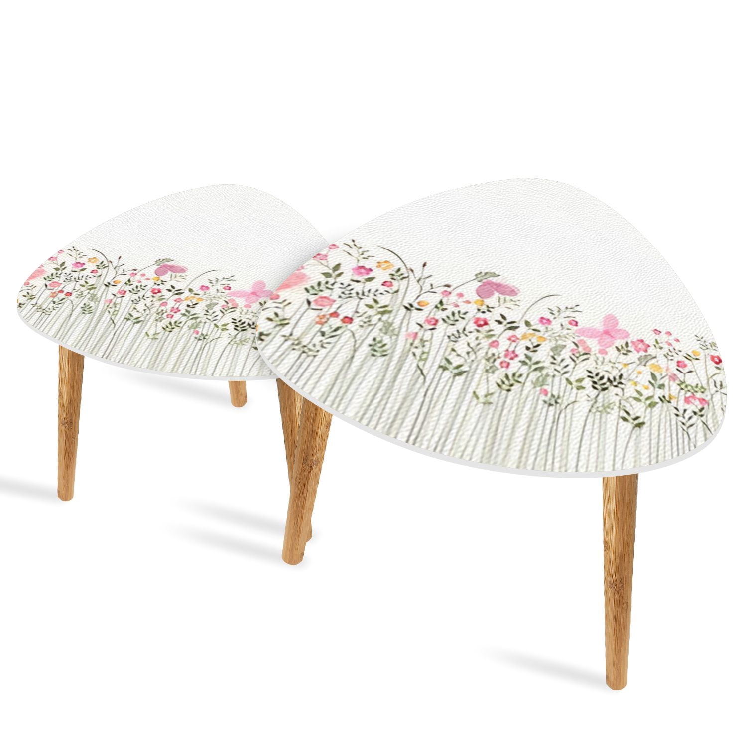 Triangle End Tables Set of 2 seamless floral border roses butterflies ...