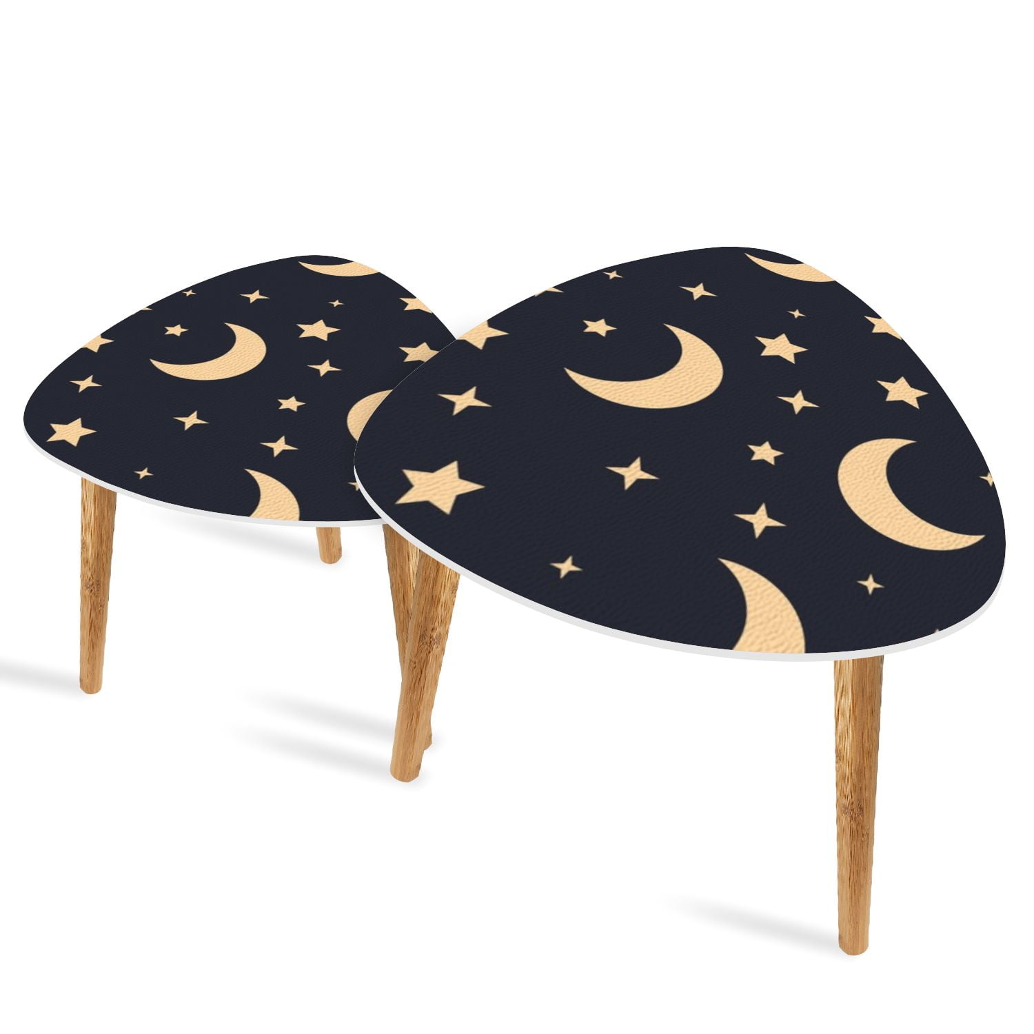 Triangle End Tables Set of 2 seamless pattern Sky texture Star moons Small Coffee Table, Tea ...