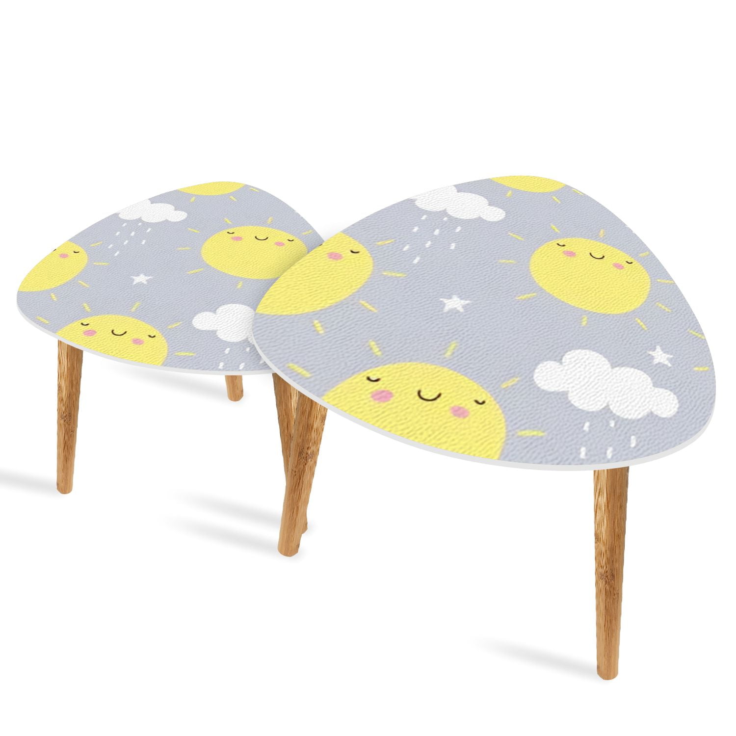 Triangle End Tables Set of 2 seamless pattern Small Coffee Table, Tea ...