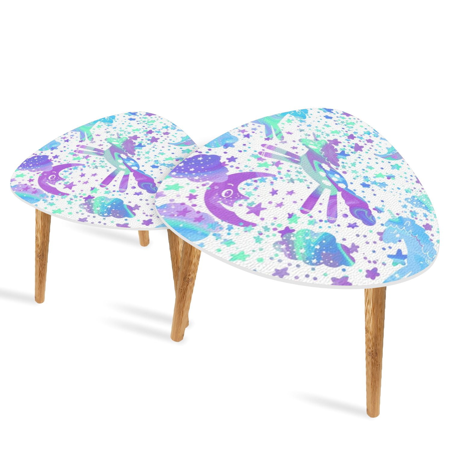 Triangle End Tables Set of 2 seamless pattern clouds moons stars Small ...