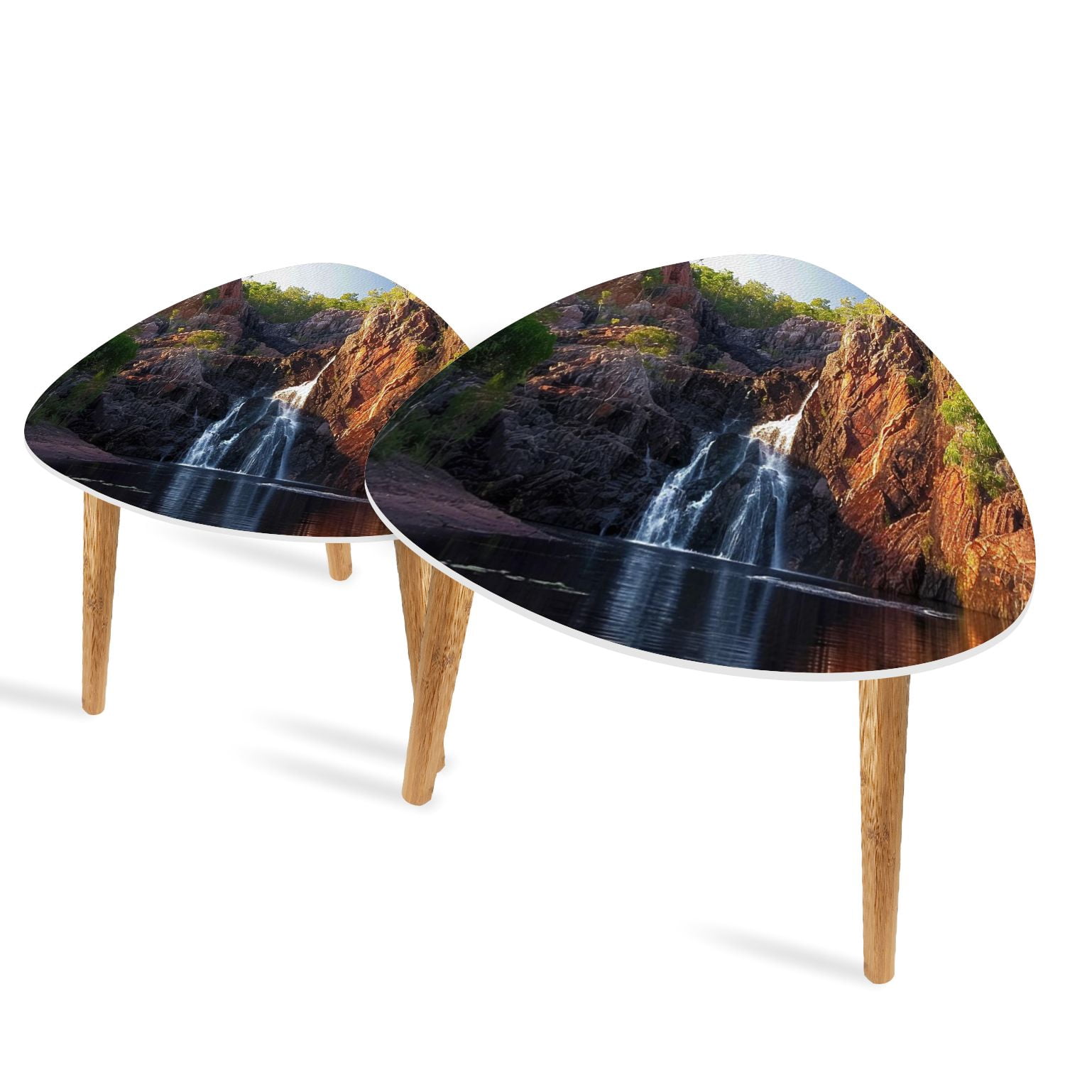Triangle End Tables Set of 2 setting sun turns cliffs wangi waterfalls ...
