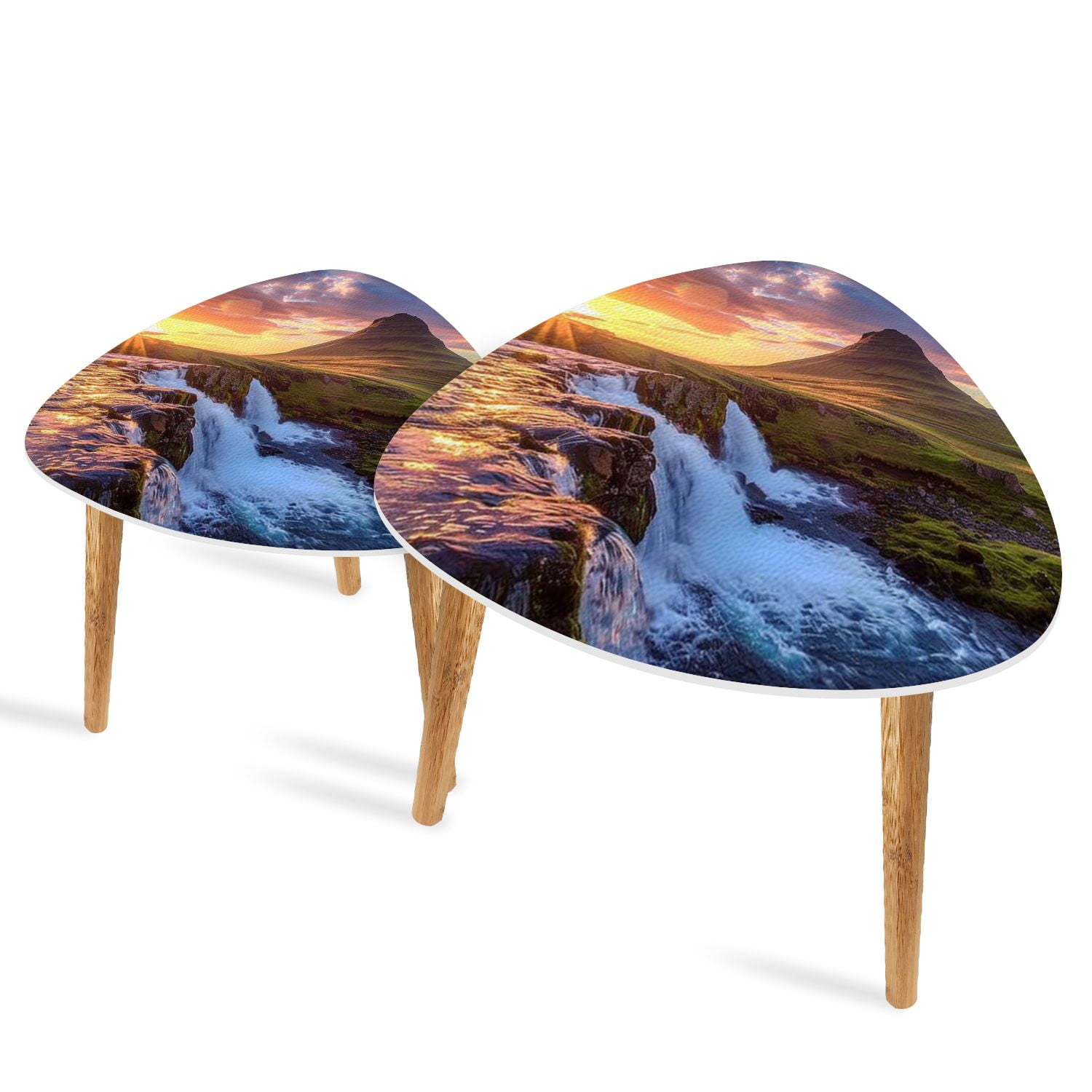Triangle End Tables Set of 2 sunrise iceland beautiful landscape ...
