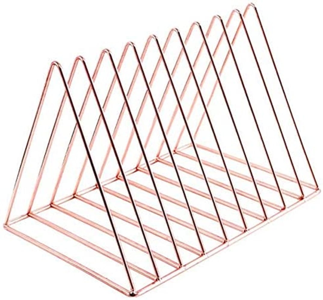 Torubia Rose Gold Triangle File Folder Racks, 9 Section Metal Magazine ...
