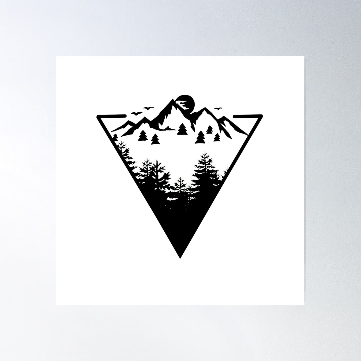 Triangle Frame Artwork With Wilderness Landscape Scene With A Lake ...