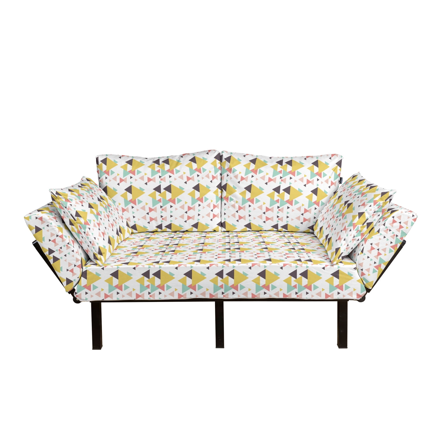Triangle Futon Couch, Geometric Composition with Pastel Tones Mosaic ...