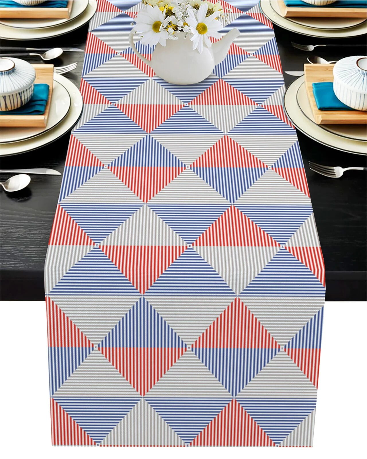 Triangle Geometric Figure Yellow Orange Table Runner Decoration Home ...