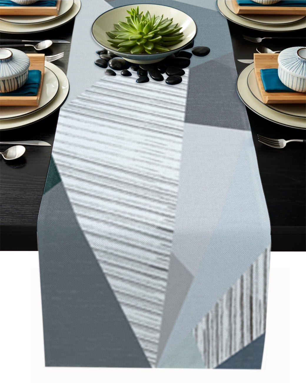 Triangle Geometric Figure Yellow Orange Table Runner ration Home r ...