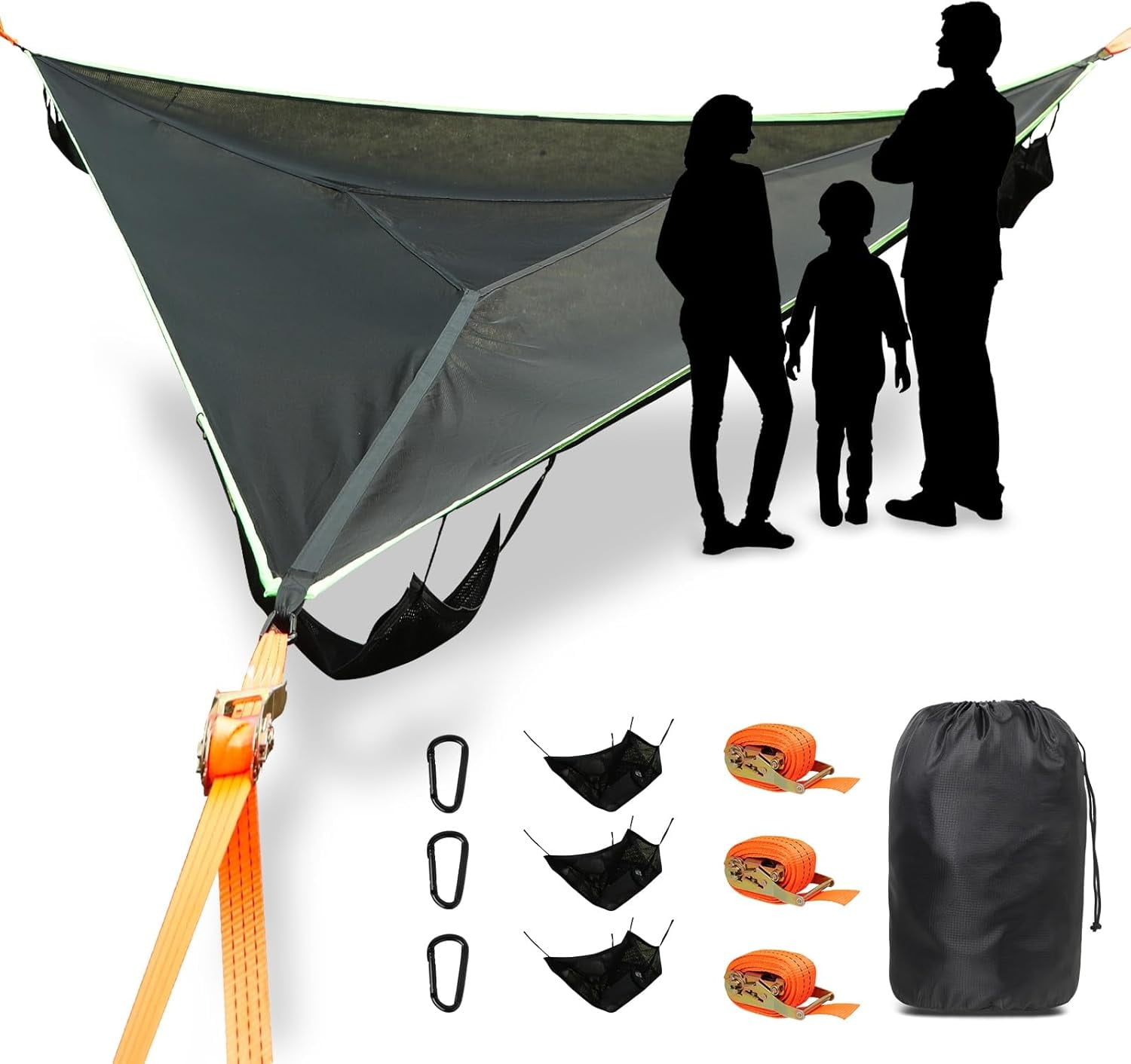 Triangle Hammock, 10ft Triangle Camping Hammock Max 1100 Lbs for 2-3 ...