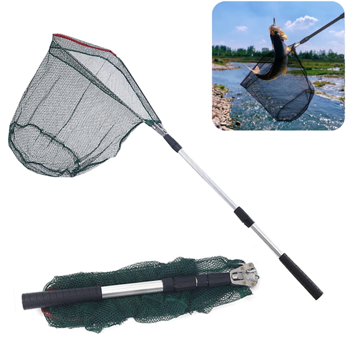 Triangle Head Folding Fish Net with 3-section Anti-Slip Telescoping ...