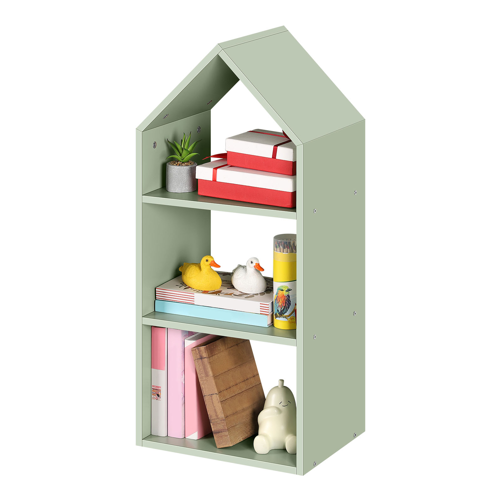 Triangle House Bookshelf in Grain Green Stylish Storage Solution for ...