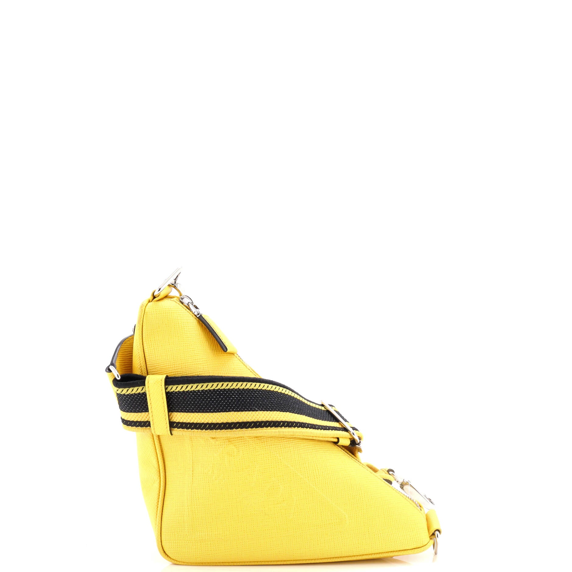 Pre-Owned Prada Triangle Logo Zip Crossbody Bag Saffiano Leather Small ...