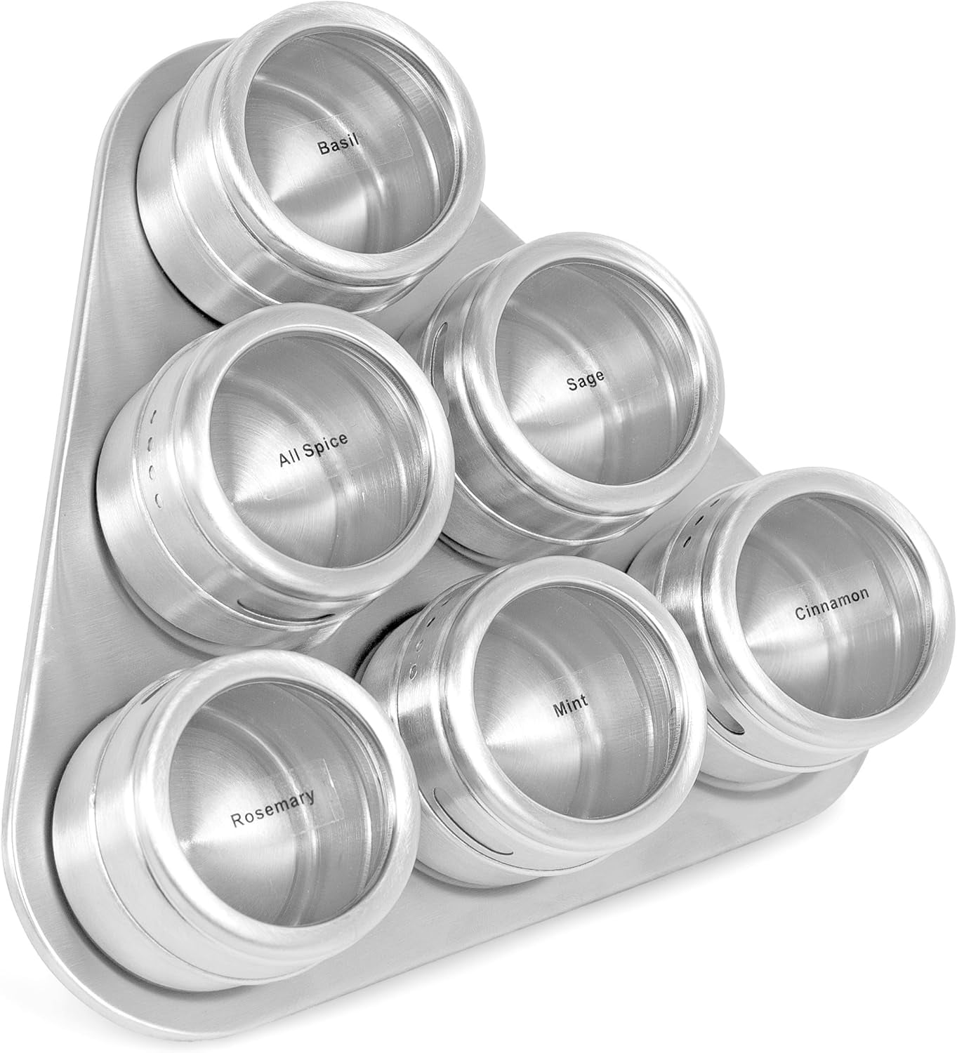 Triangle Magnetic Spice Rack - 6 Jars - Round Storage Spice Rack Set ...
