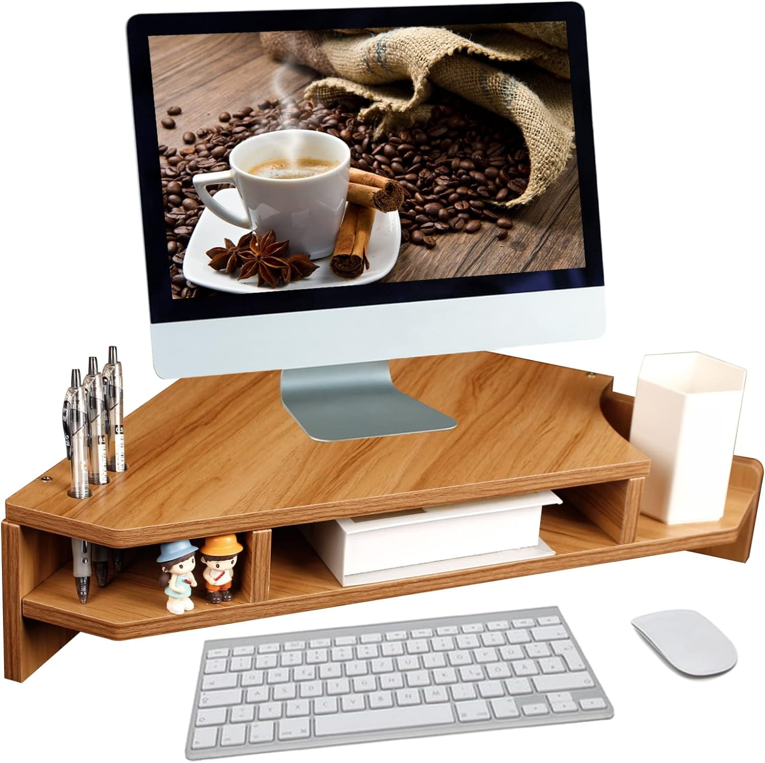 Triangle Monitor Stand Riser, Wooden Triangle Desktop Computer Stand ...