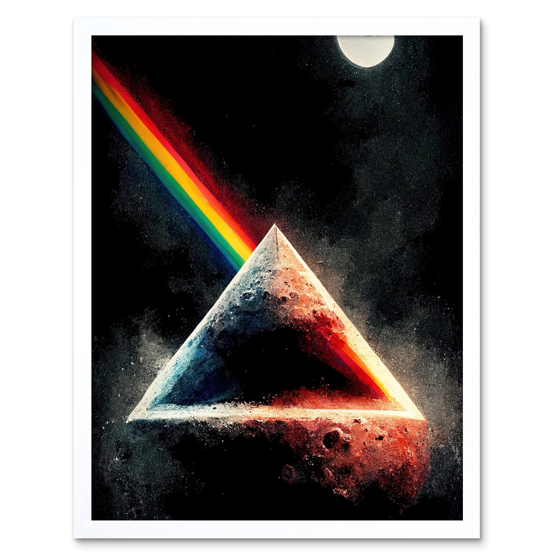 Triangle Moon Prism Abstract Light Refraction Painting Art Print Framed ...