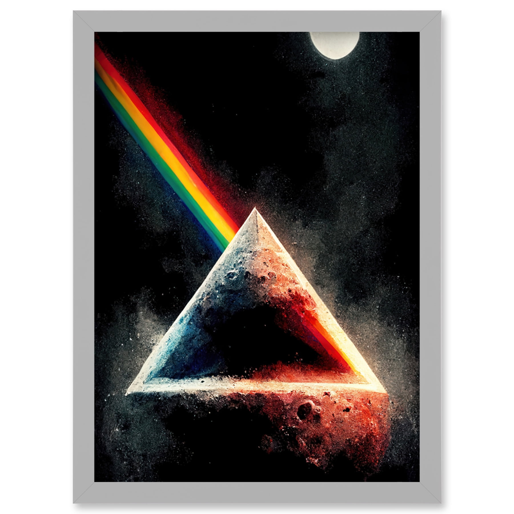 Triangle Moon Prism Abstract Light Refraction Painting Artwork Framed ...
