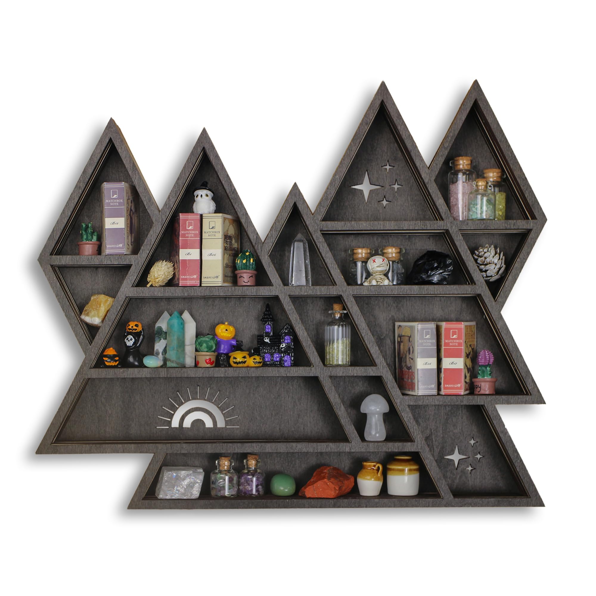 Triangle Mountain Crystal Shelf Display for Wall, Rock Gem Healing ...