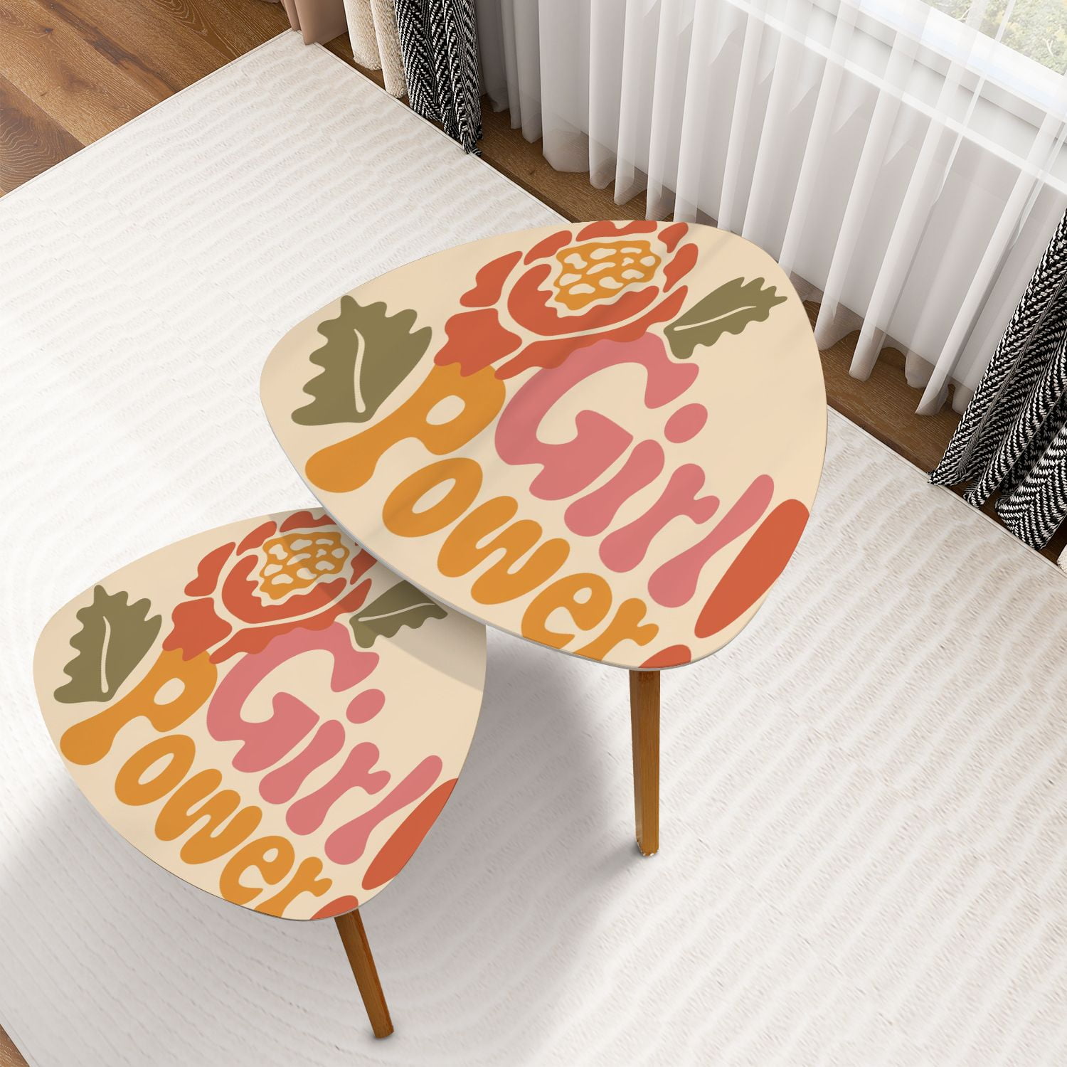 Triangle Nesting Coffee Table Set of 2 70s retro groovy girl power ...