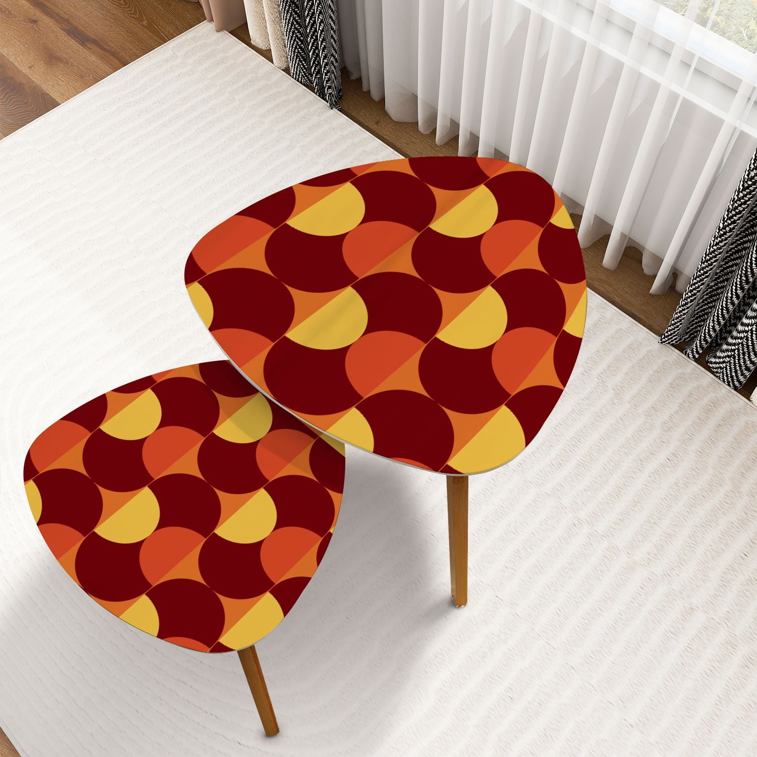 Triangle Nesting Coffee Table Set of 2 70s retro vintage Mid Century ...