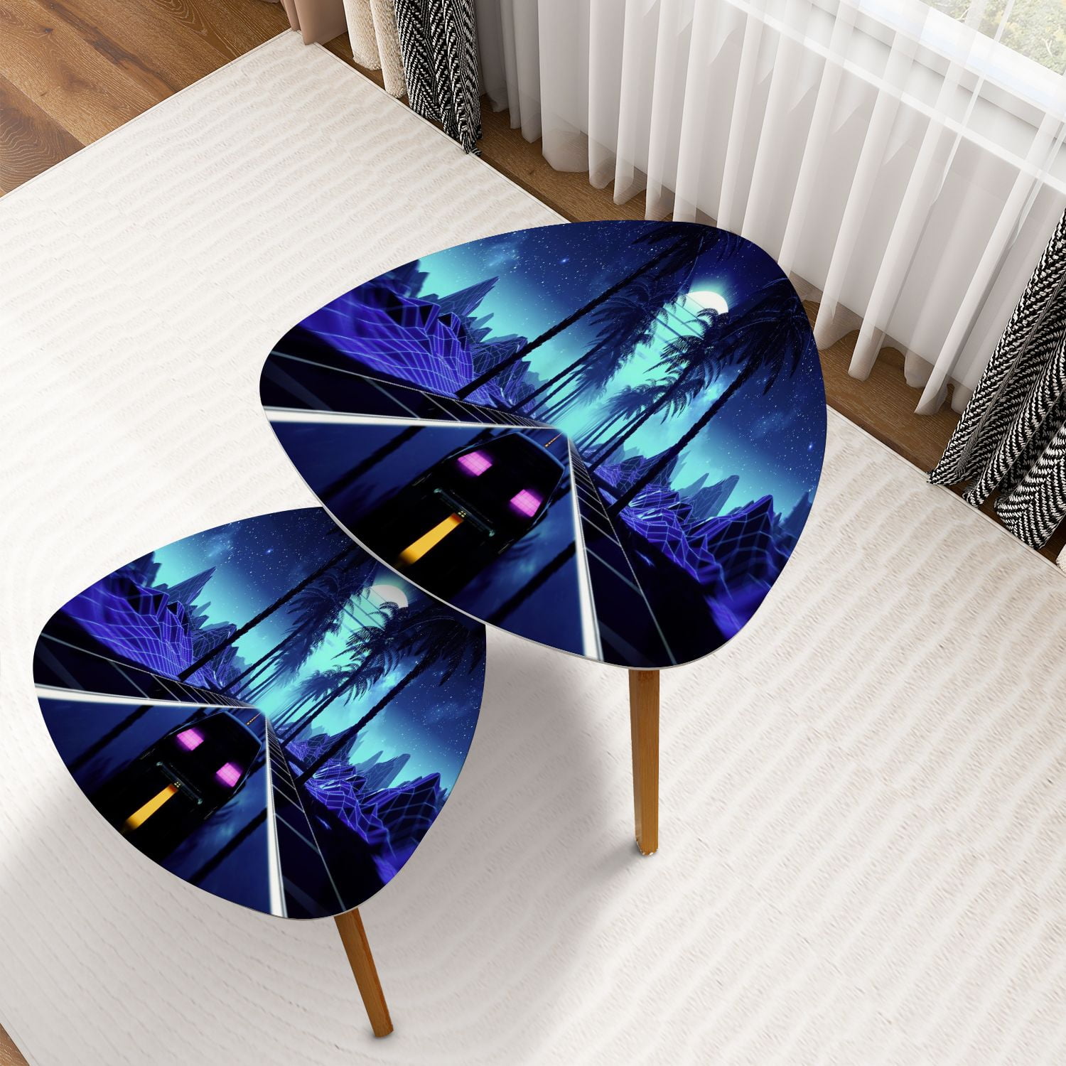 Triangle Nesting Coffee Table Set of 2 80s retro sci fi seamless loop ...