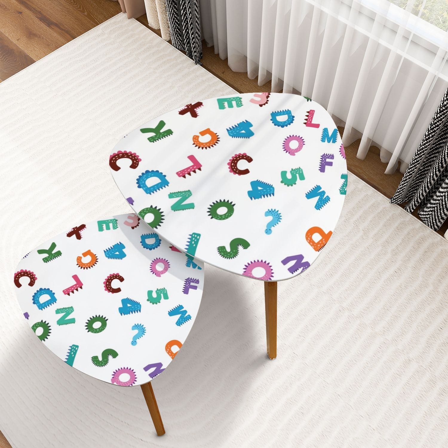 Triangle Nesting Coffee Table Set of 2 ABC seamless pattern simple ...
