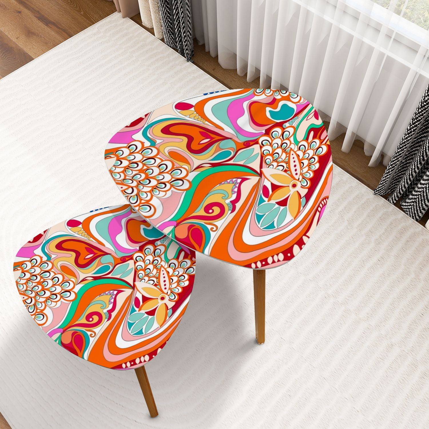 Triangle Nesting Coffee Table Set of 2 Abstract colorful seamless motif ...
