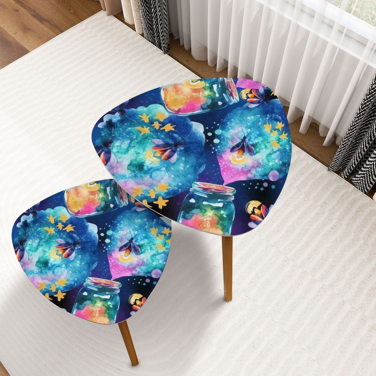 Triangle Nesting Coffee Table Set of 2 Abstract fairy tale magic bottle ...