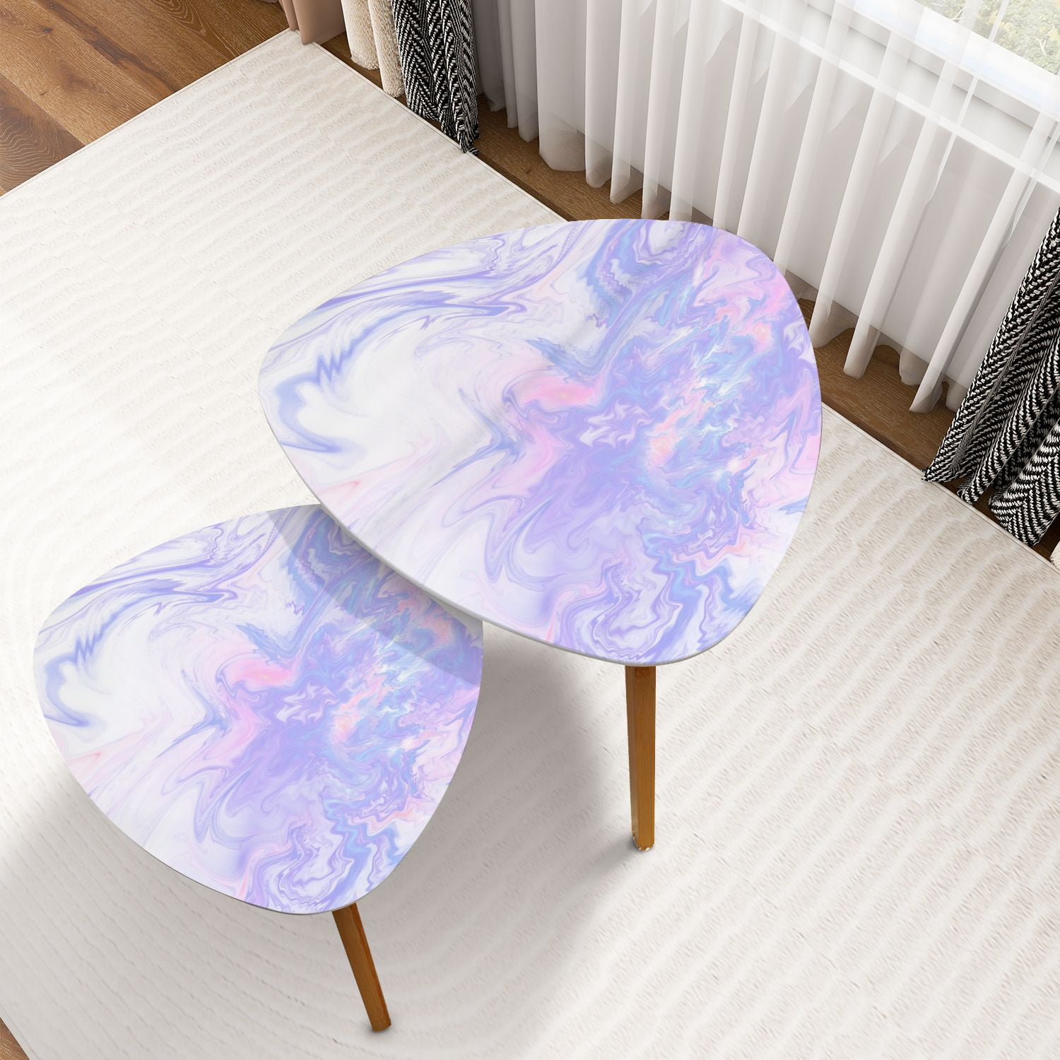 Triangle Nesting Coffee Table Set of 2 Abstract fantasy marble texture ...