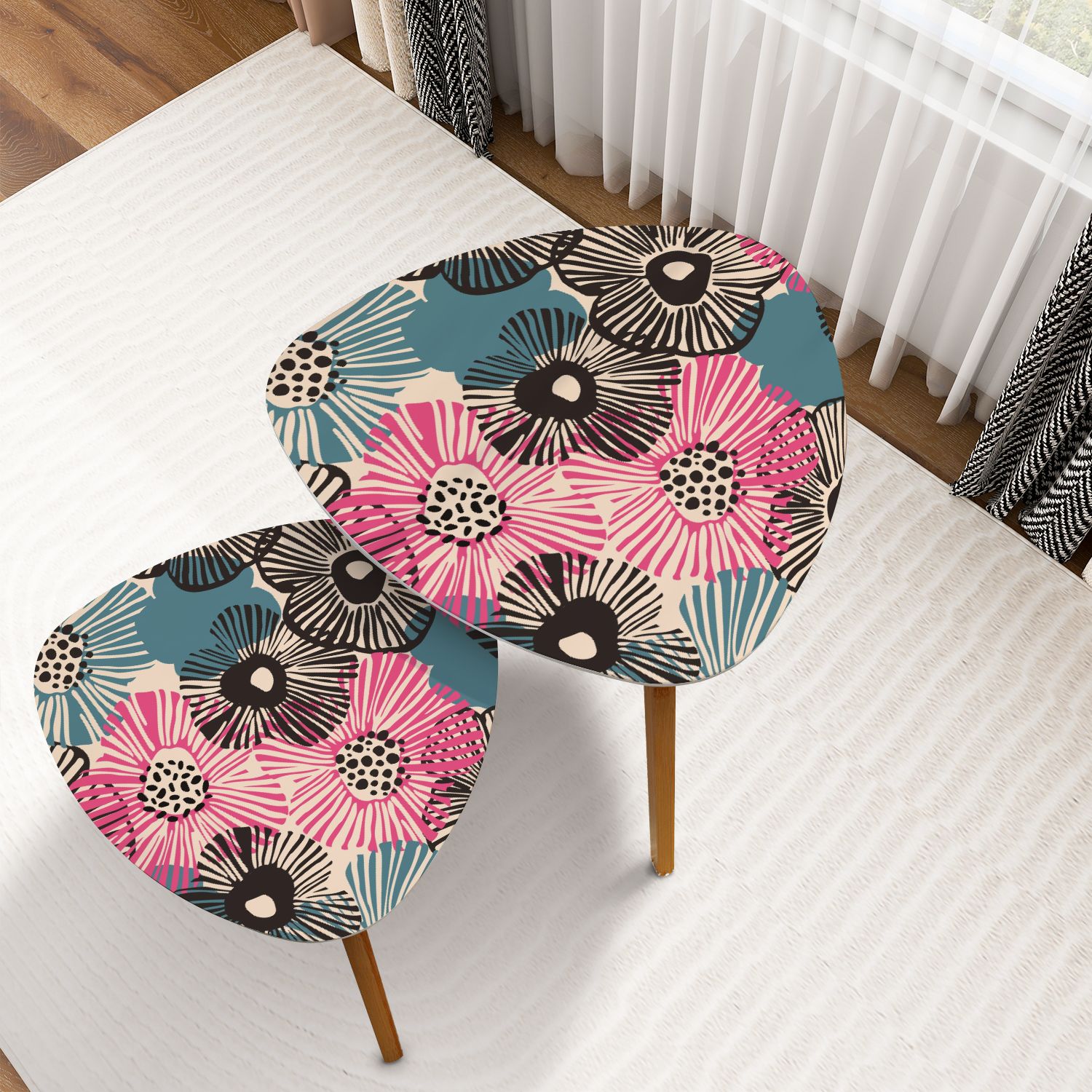 Triangle Nesting Coffee Table Set of 2 Abstract floral seamless pattern ...