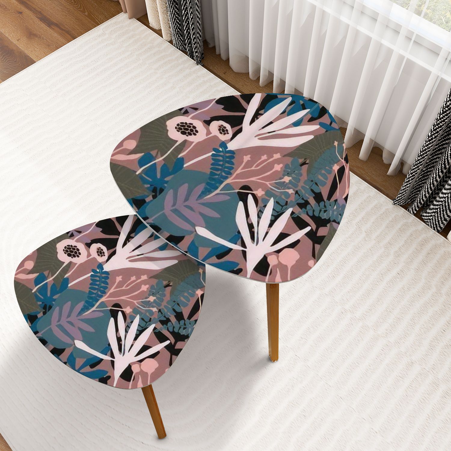 Triangle Nesting Coffee Table Set of 2 Abstract floral seamless trendy ...