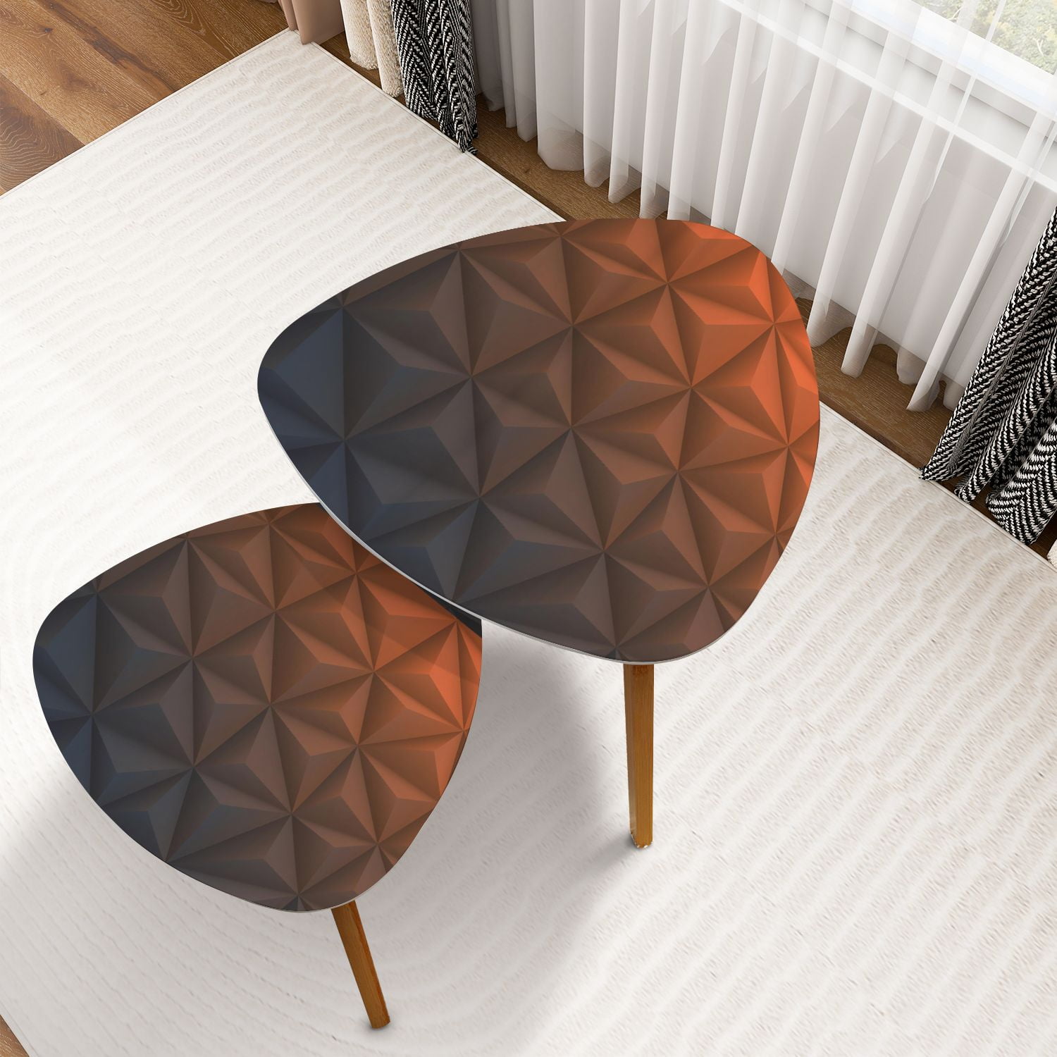 Triangle Nesting Coffee Table Set of 2 Abstract geometric Low Polygonal ...