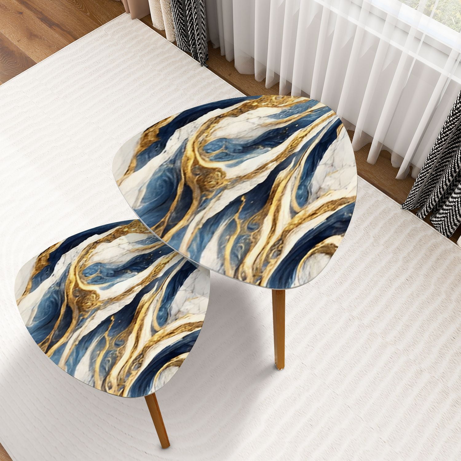 Triangle Nesting Coffee Table Set of 2 Abstract luxury marble art ...