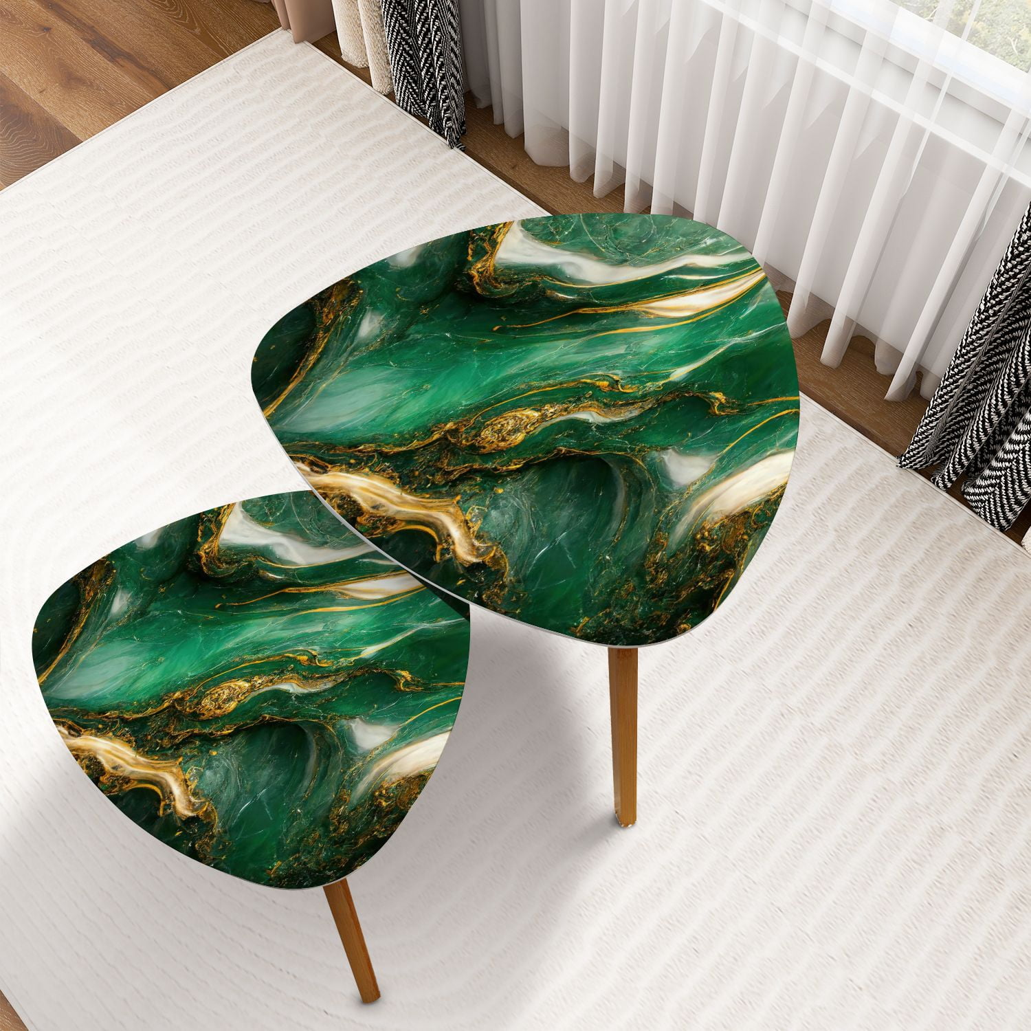 Triangle Nesting Coffee Table Set of 2 Abstract luxury marble art ...