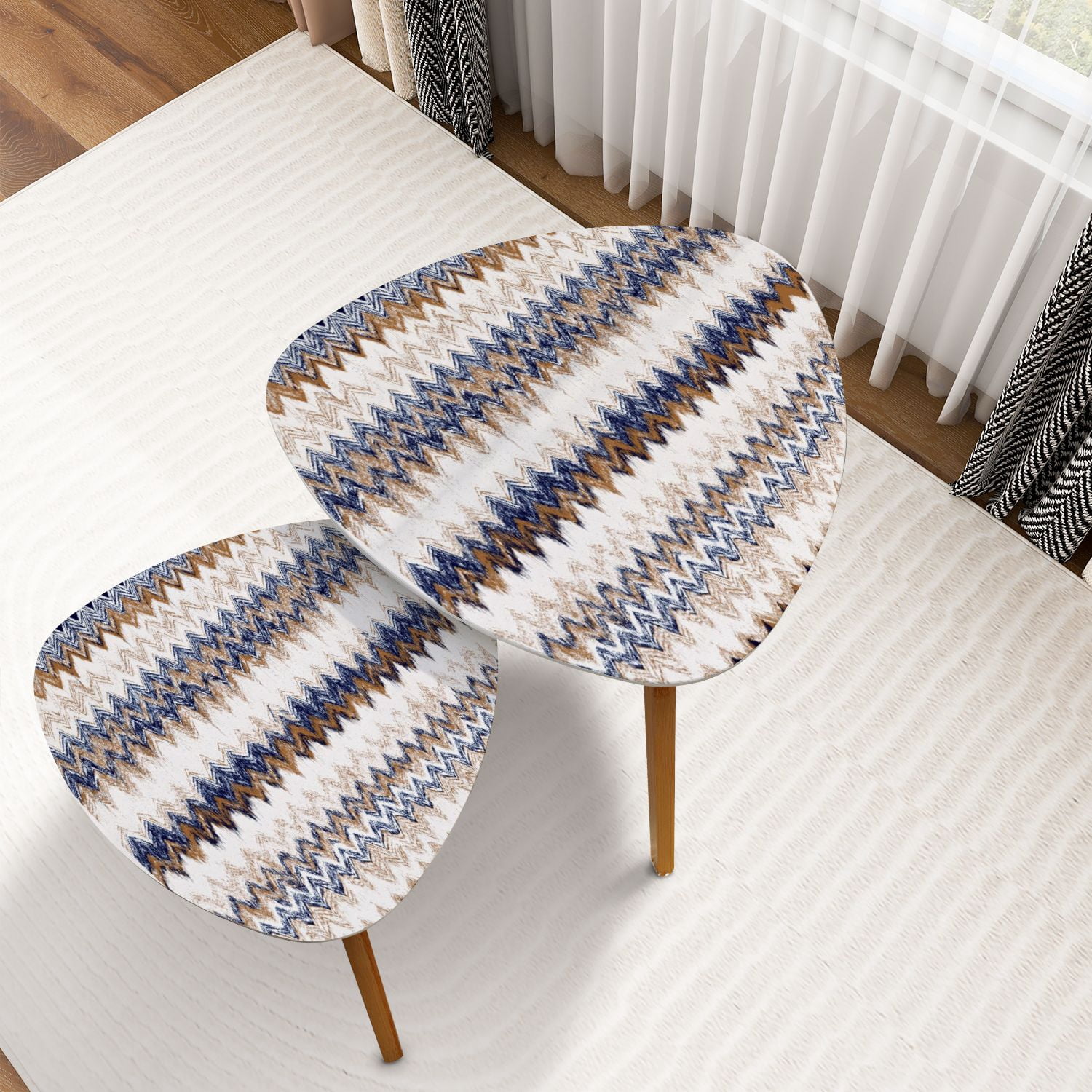 Triangle Nesting Coffee Table Set of 2 Abstract pastel colors neutral ...