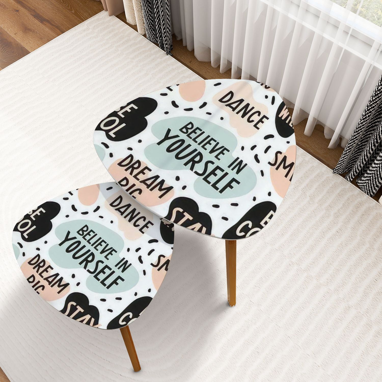 Triangle Nesting Coffee Table Set of 2 Abstract seamless handwritten ...