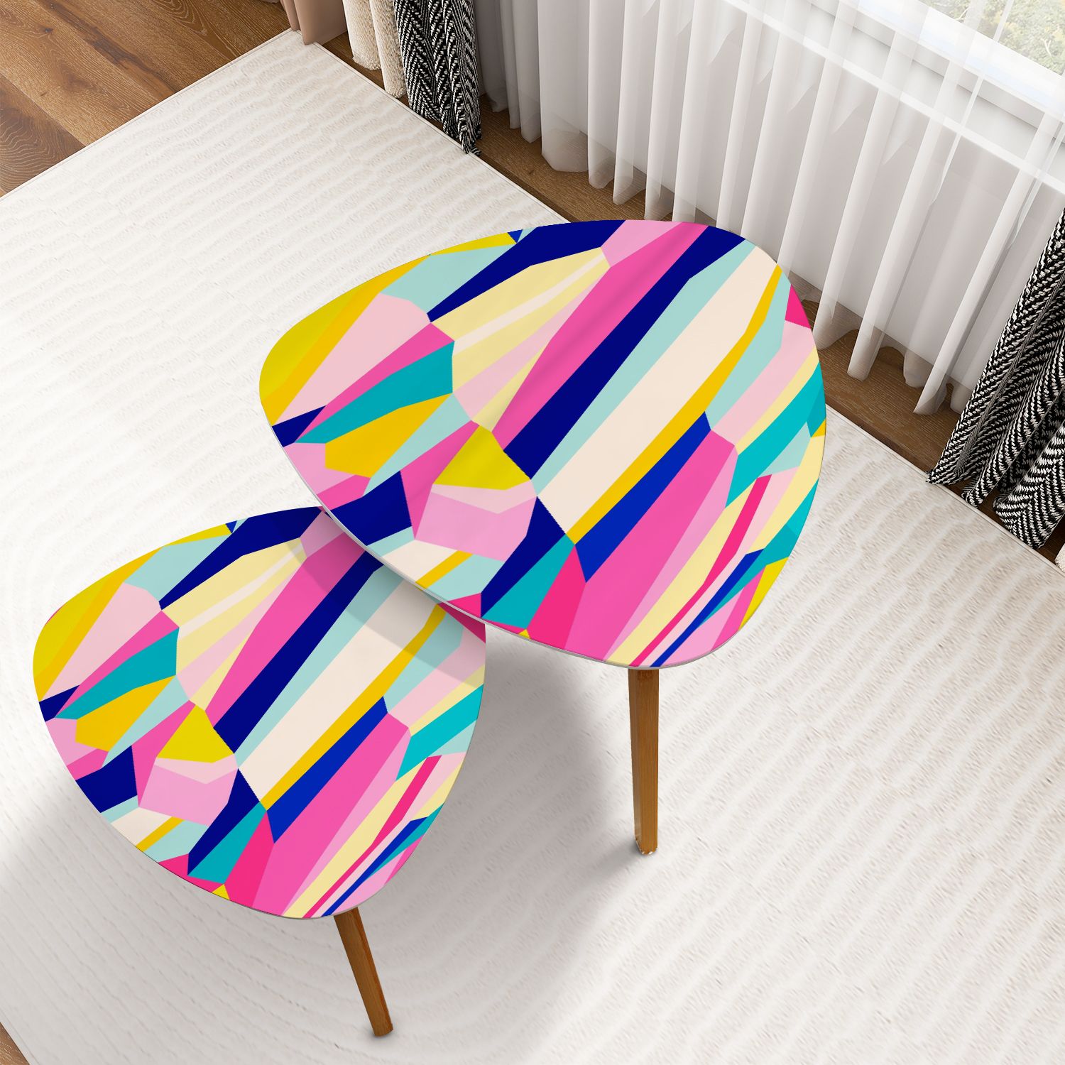 Triangle Nesting Coffee Table Set of 2 Abstract seamless pattern Bright ...