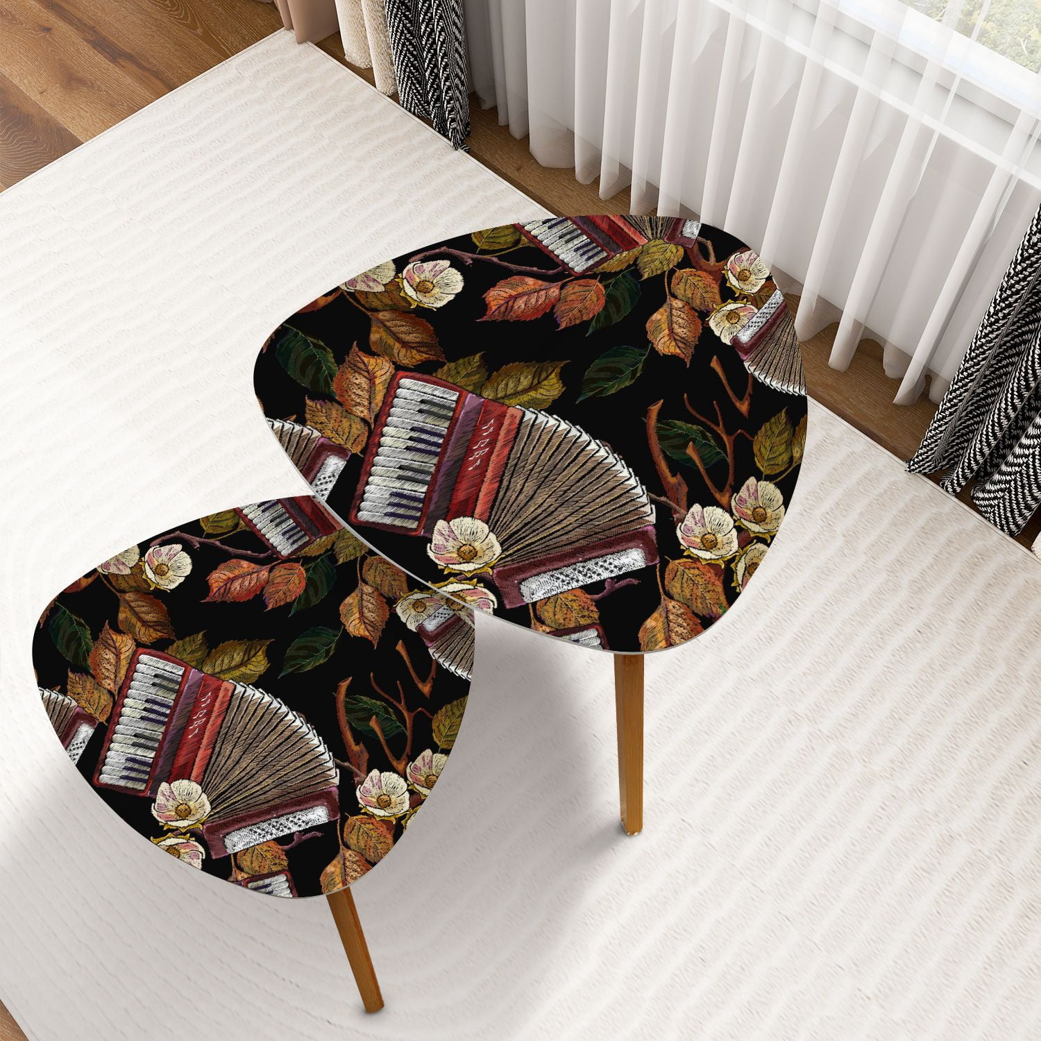 Triangle Nesting Coffee Table Set of 2 Accordion autumn leaves seamless ...