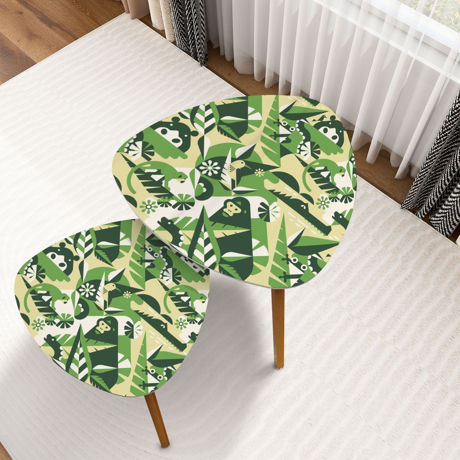 Triangle Nesting Coffee Table Set of 2 African jungle seamless pattern ...
