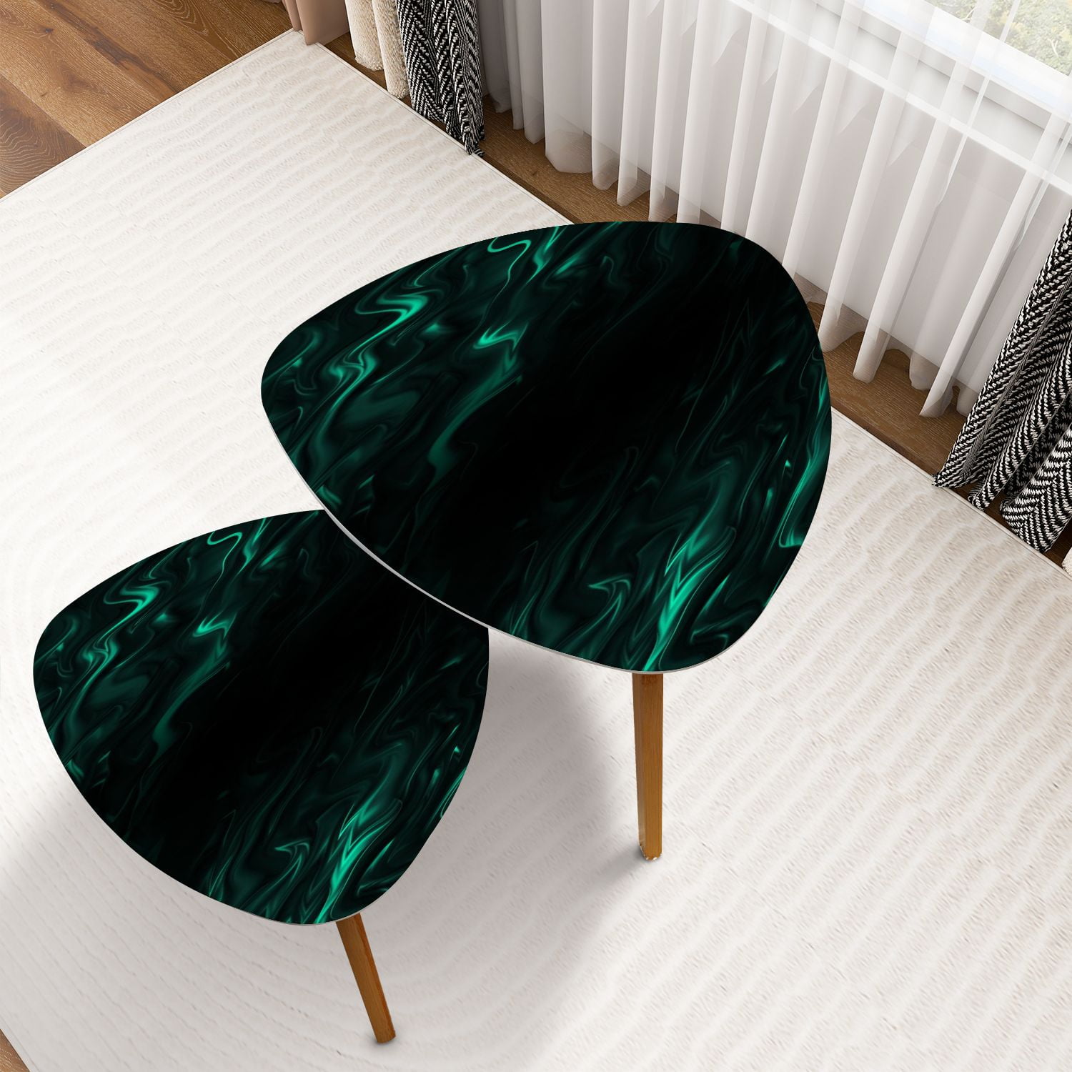 Triangle Nesting Coffee Table Set of 2 Amazing abstract dark green ...