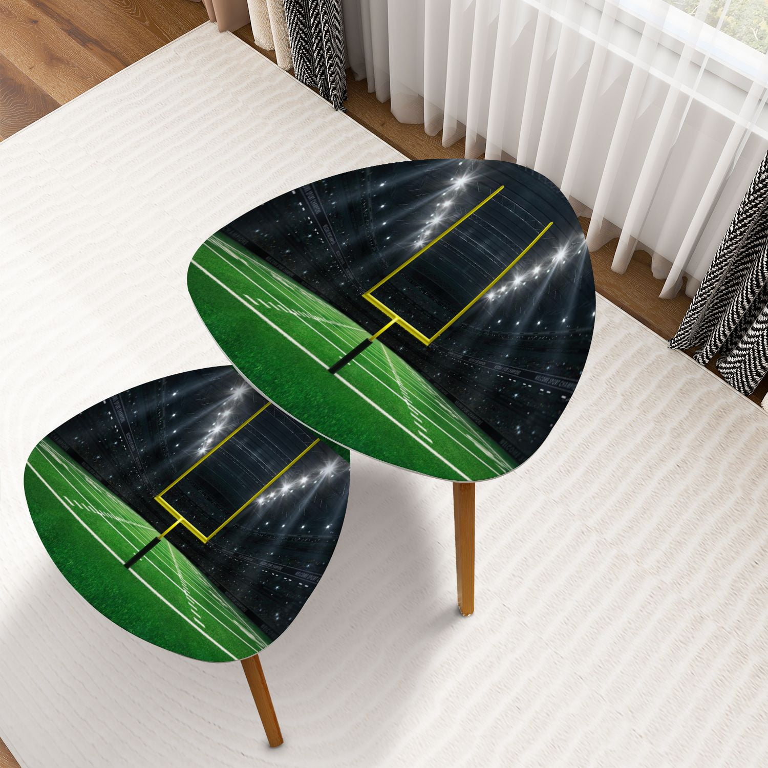Triangle Nesting Coffee Table Set of 2 American football stadium yellow ...