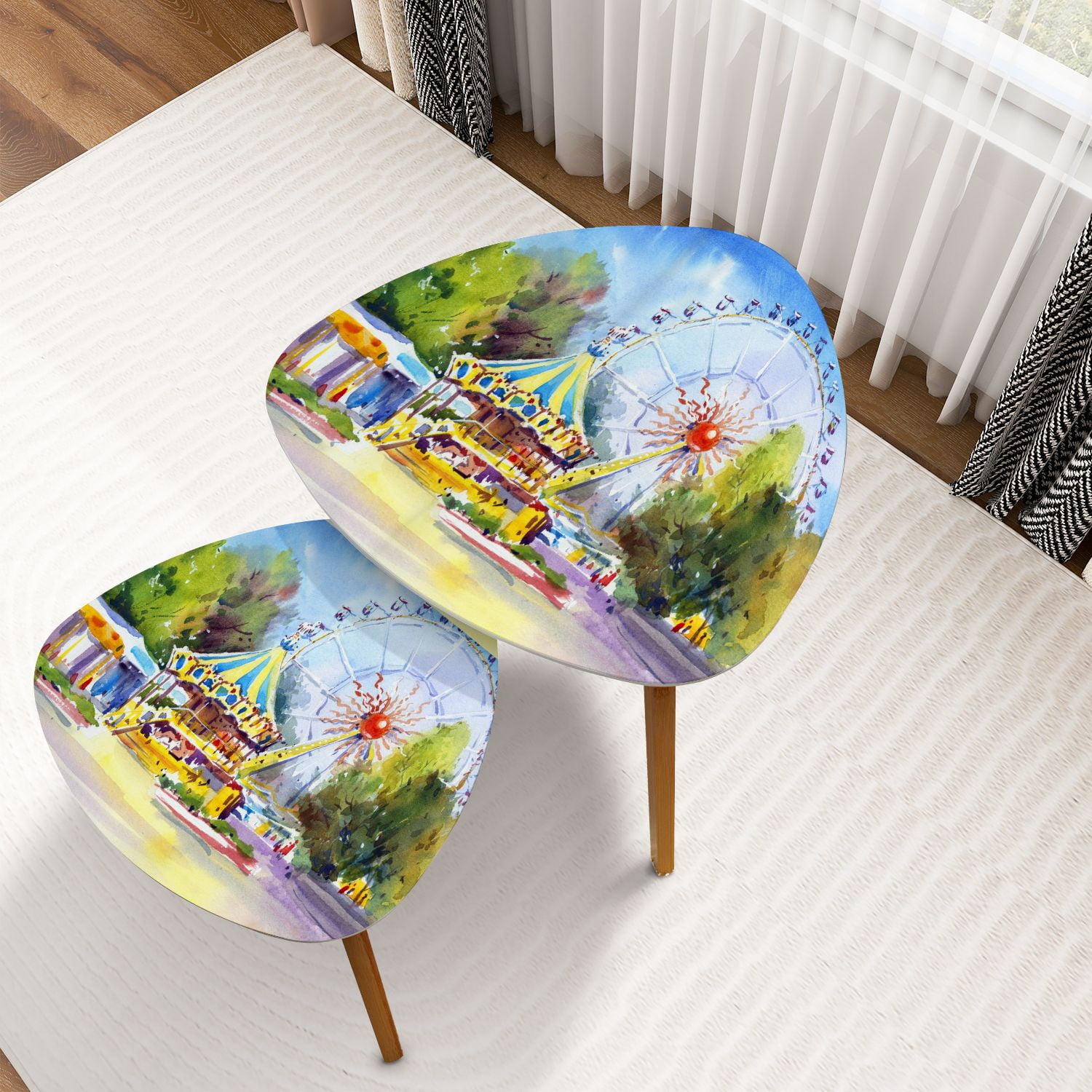 Triangle Nesting Coffee Table Set of 2 Amusement park carousel ...
